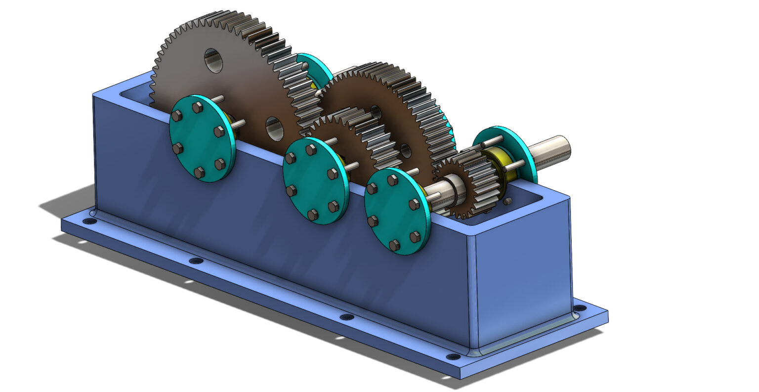 DesignWithAjay | Spur Gear Box (2 Stage Reduction Gearbox) #372 ...